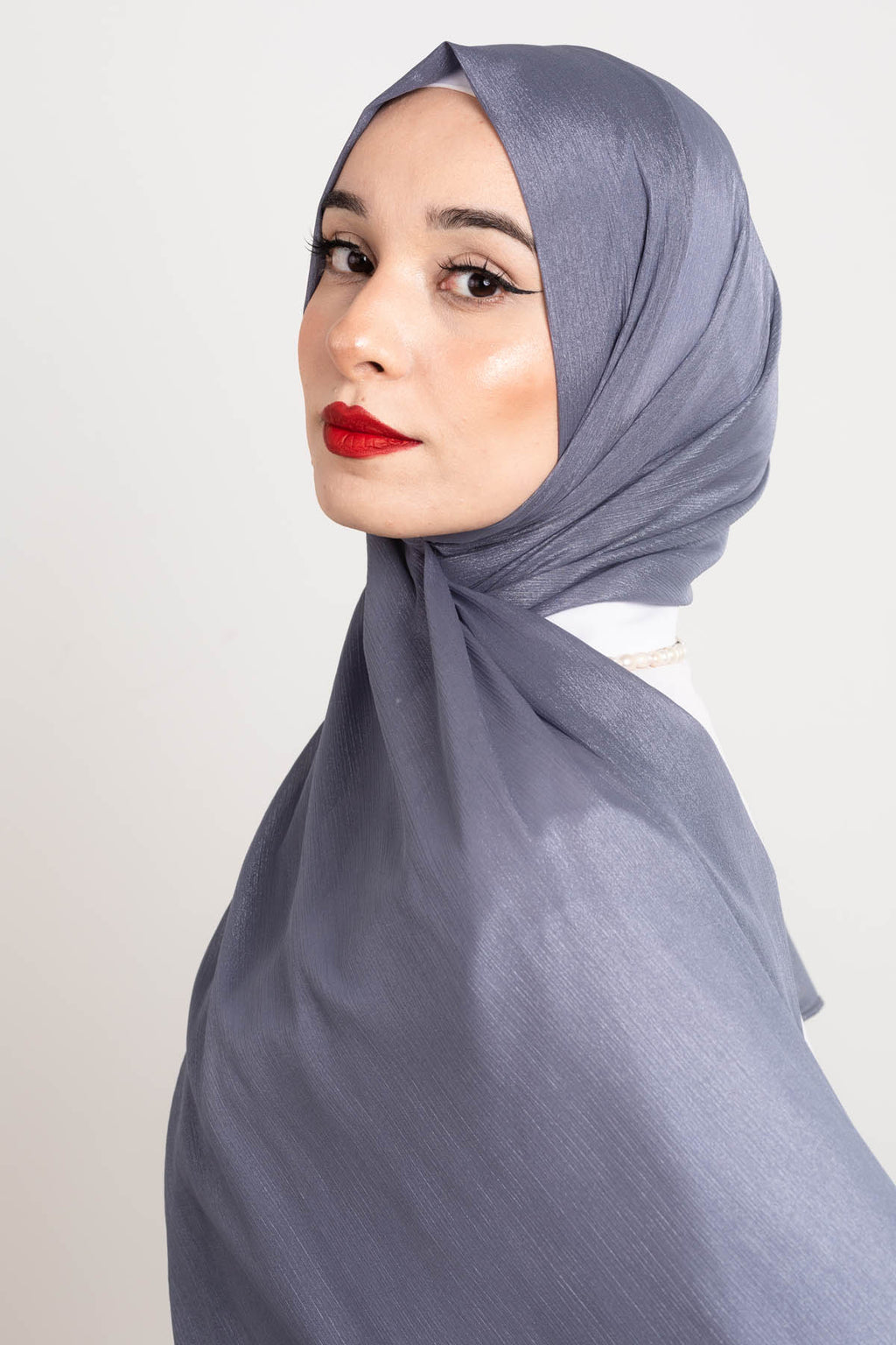 Mughal Blue - Satin Shimmer Hijab – Aayla Hijabs