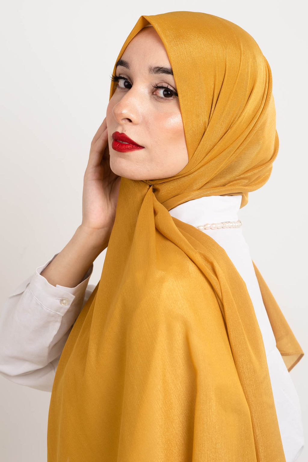 Festive Gold - Satin Shimmer Hijab – Aayla Hijabs