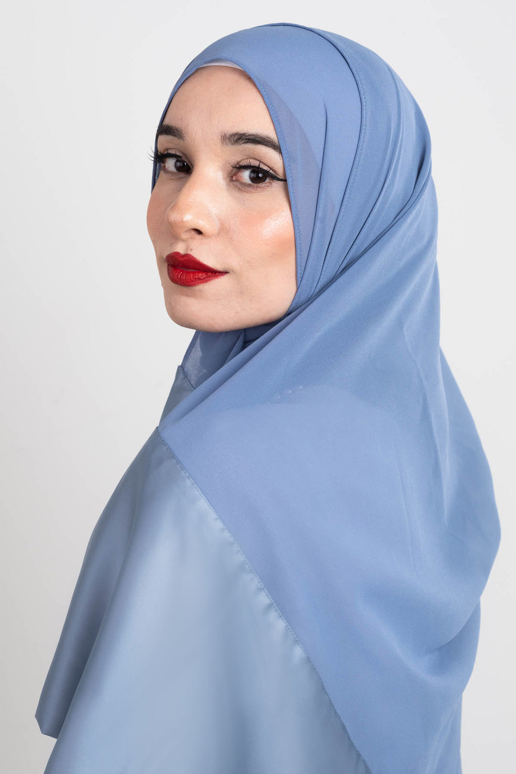 Powder Blue - Satin Edged Hijab – Aayla Hijabs