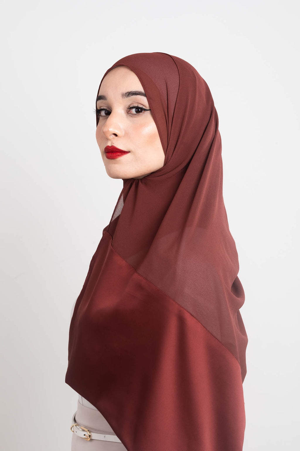 Umber - Satin Edged Hijab – Aayla Hijabs